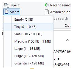 How do I find the largest files on my PC in Windows 10?