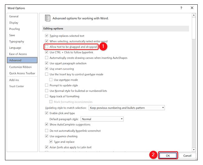 How to Prevent Accidentally Dragging and Dropping Text in Microsoft Word