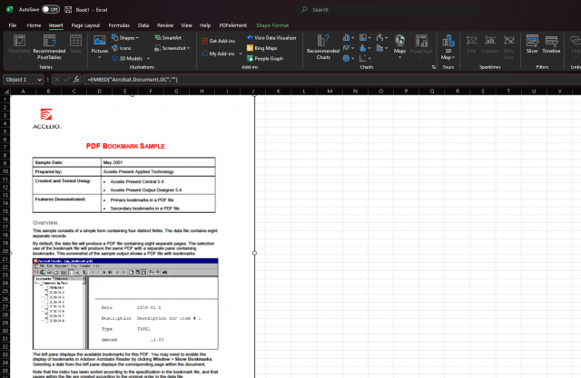 How to Insert a PDF Document into an Excel Spreadsheet on Windows