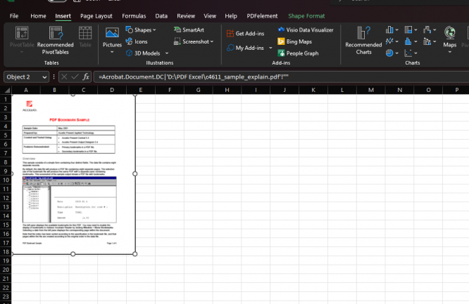 How to Insert a PDF Document into an Excel Spreadsheet on Windows