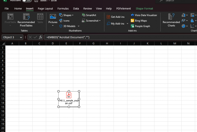 How to Insert a PDF Document into an Excel Spreadsheet on Windows